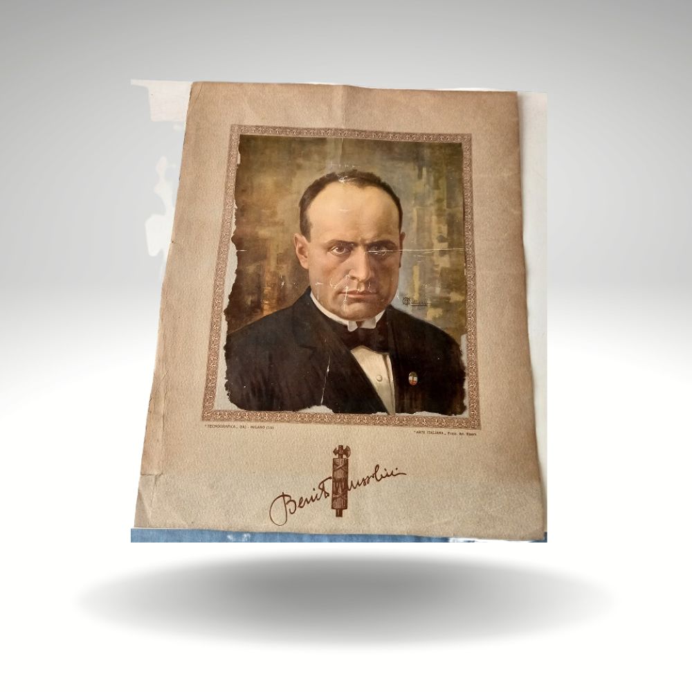 Foto del Duce su cartoncino primo fascismo ww1 - Militaria Italia