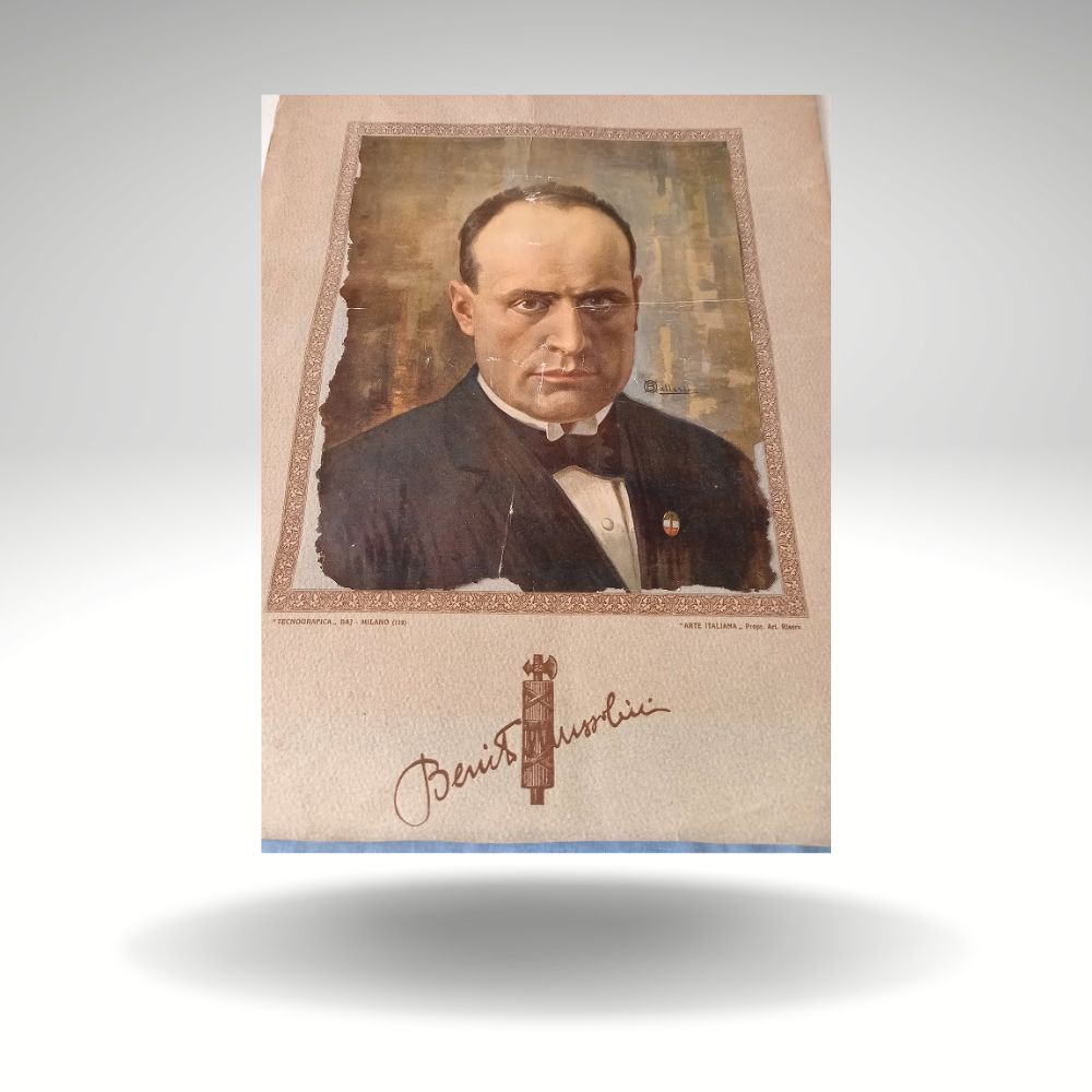 Foto del Duce su cartoncino primo fascismo ww1 - Militaria Italia
